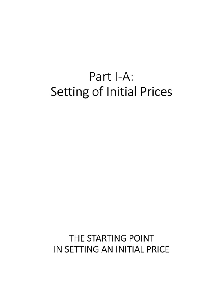 I-A - Setting of Initial Prices | PDF | Gross Margin | Pricing
