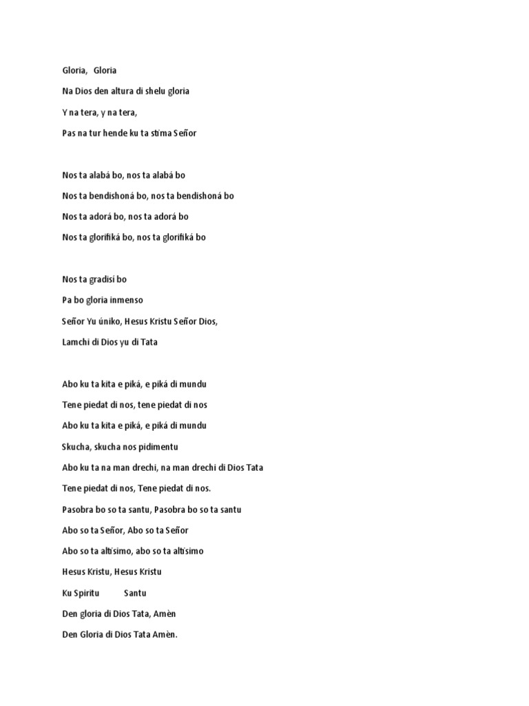 Gloria Giombini Papiamentu | PDF