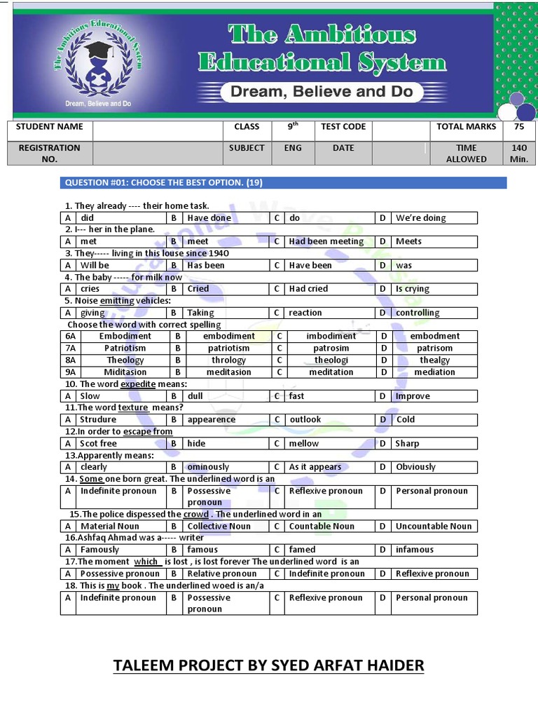 9th English Full Book | PDF | Pronoun | Language Mechanics