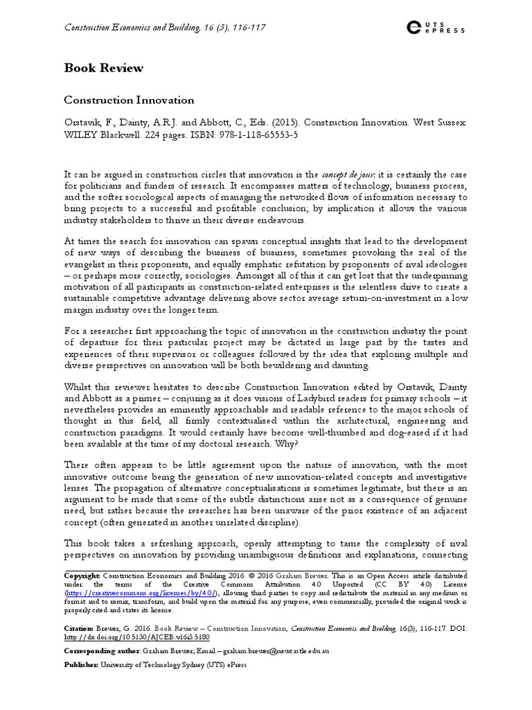 Construction Innovation PDF Innovation Creative Commons License