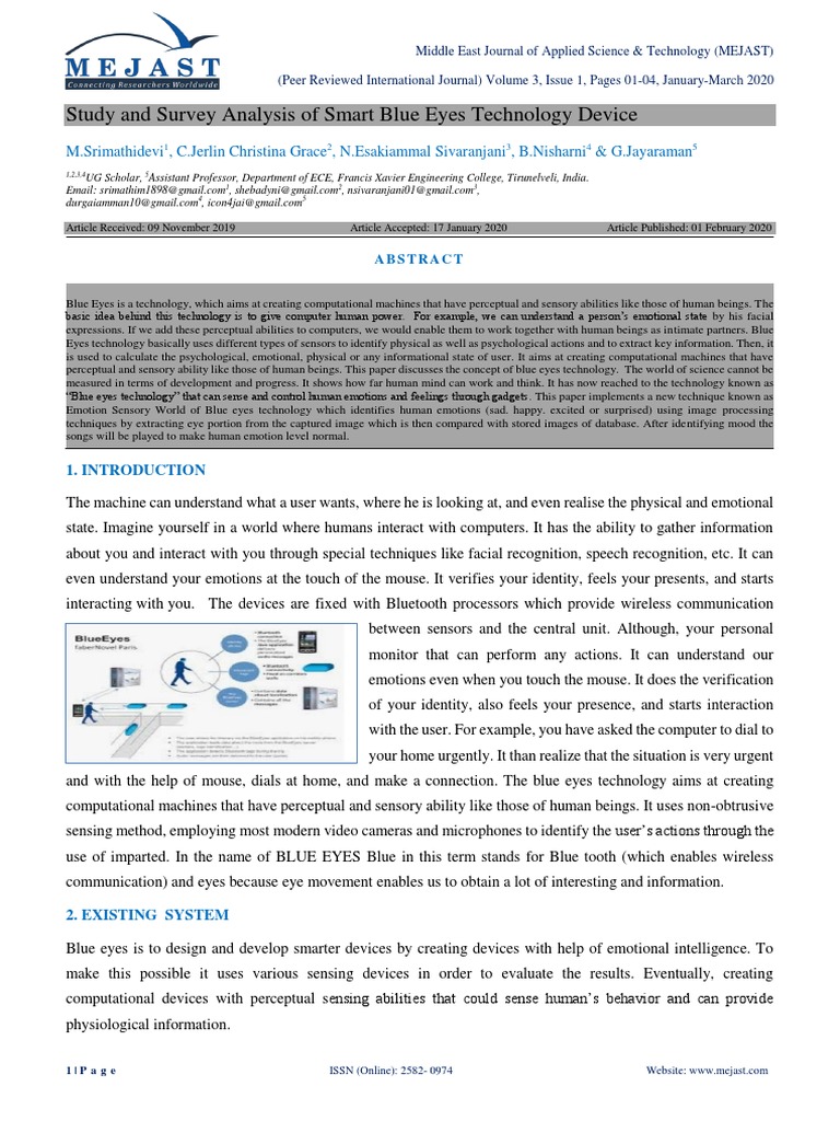Blue Eyes Tech: Emotion-Sensing Devices | PDF | Emotions | Perception