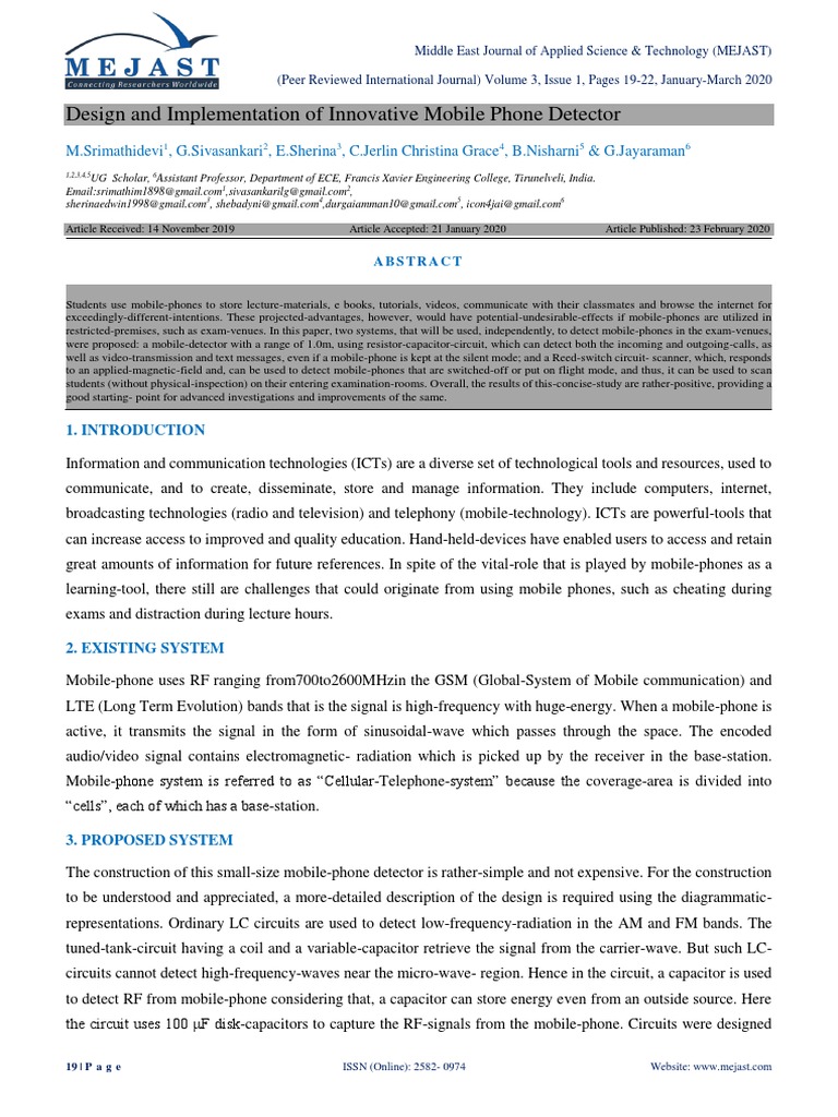 Design and Implementation of Innovative Mobile Phone Detector ...