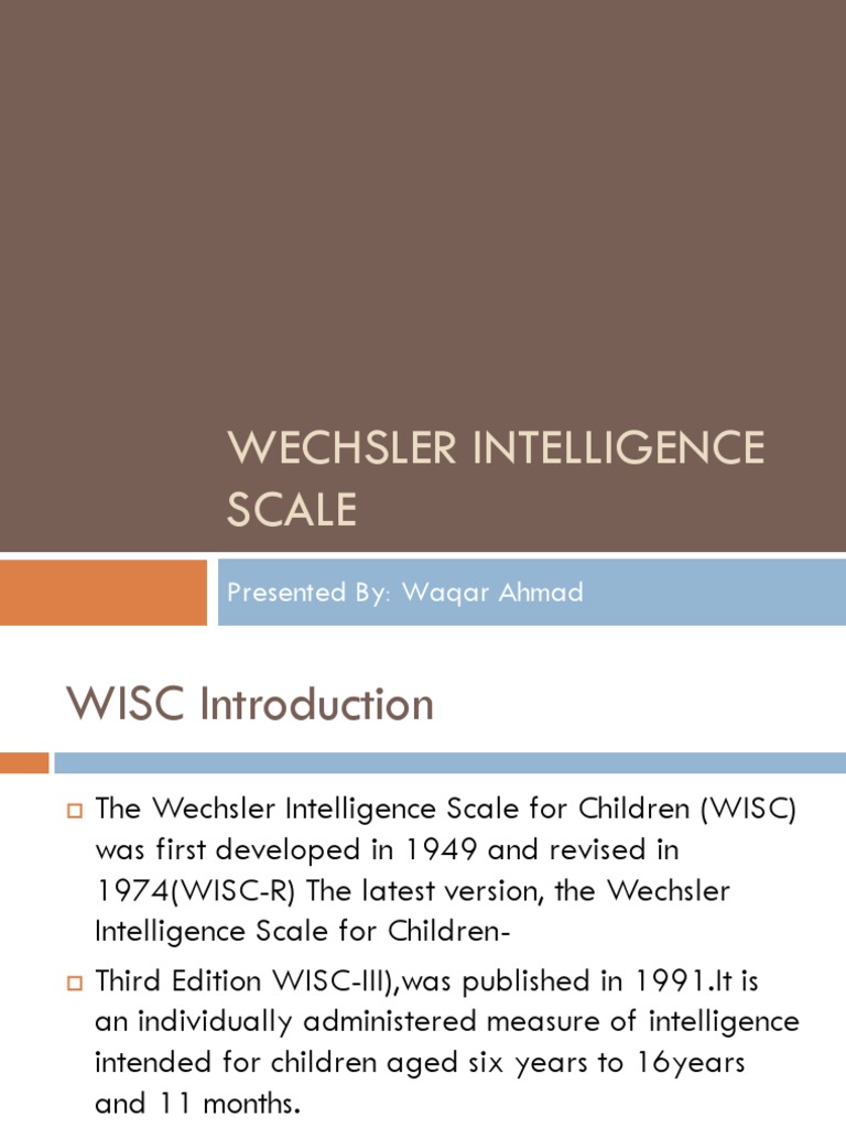 WISC | PDF | Wechsler Adult Intelligence Scale | Neuropsychology