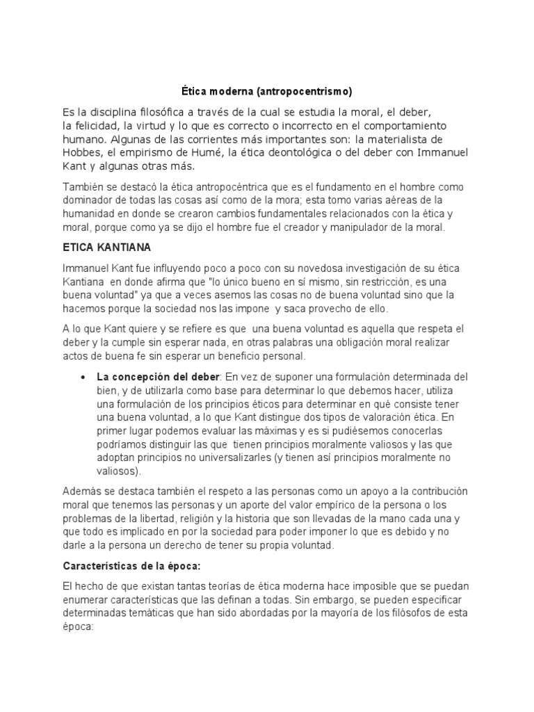 Ética Moderna | Descargar gratis PDF | Moralidad | Immanuel Kant