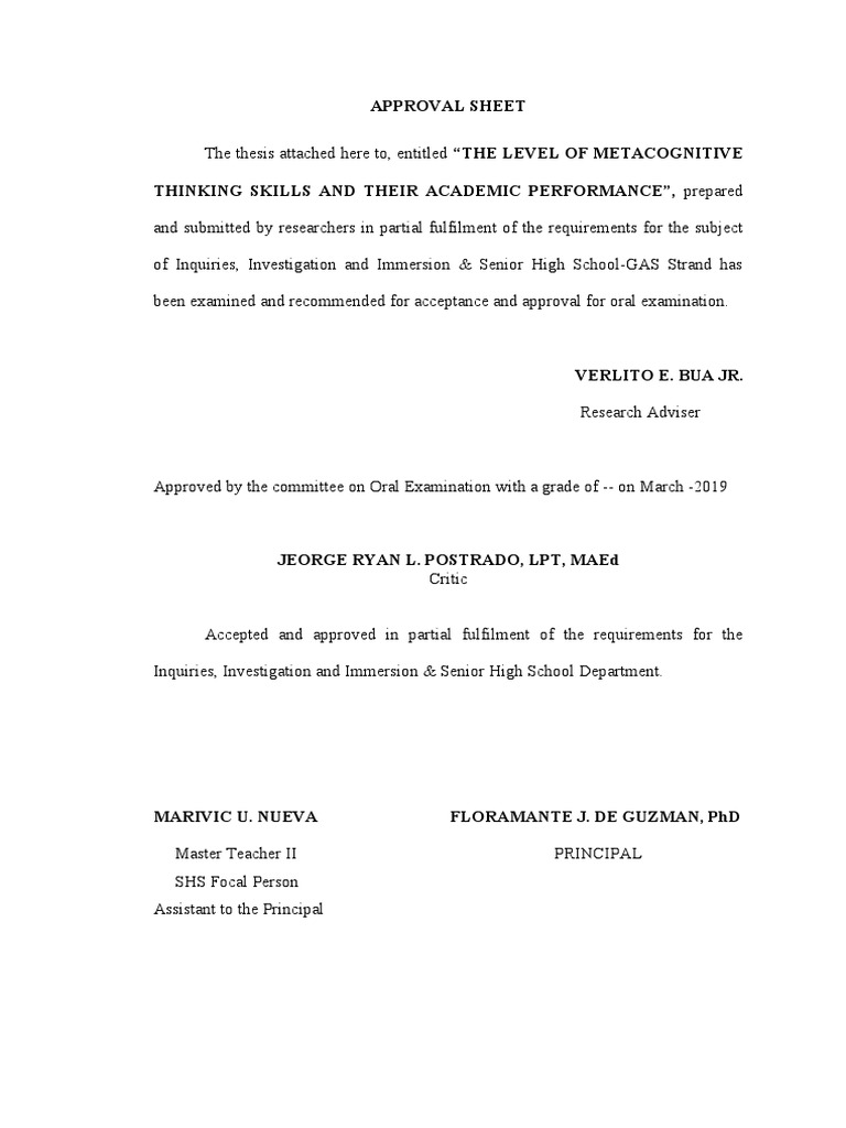 APPROVAL SHEET Jas | Download Free PDF | Thesis | Justification