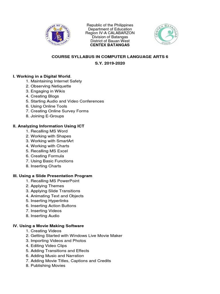 Cla Course Syllabus | Download Free PDF | Spreadsheet | Microsoft Excel