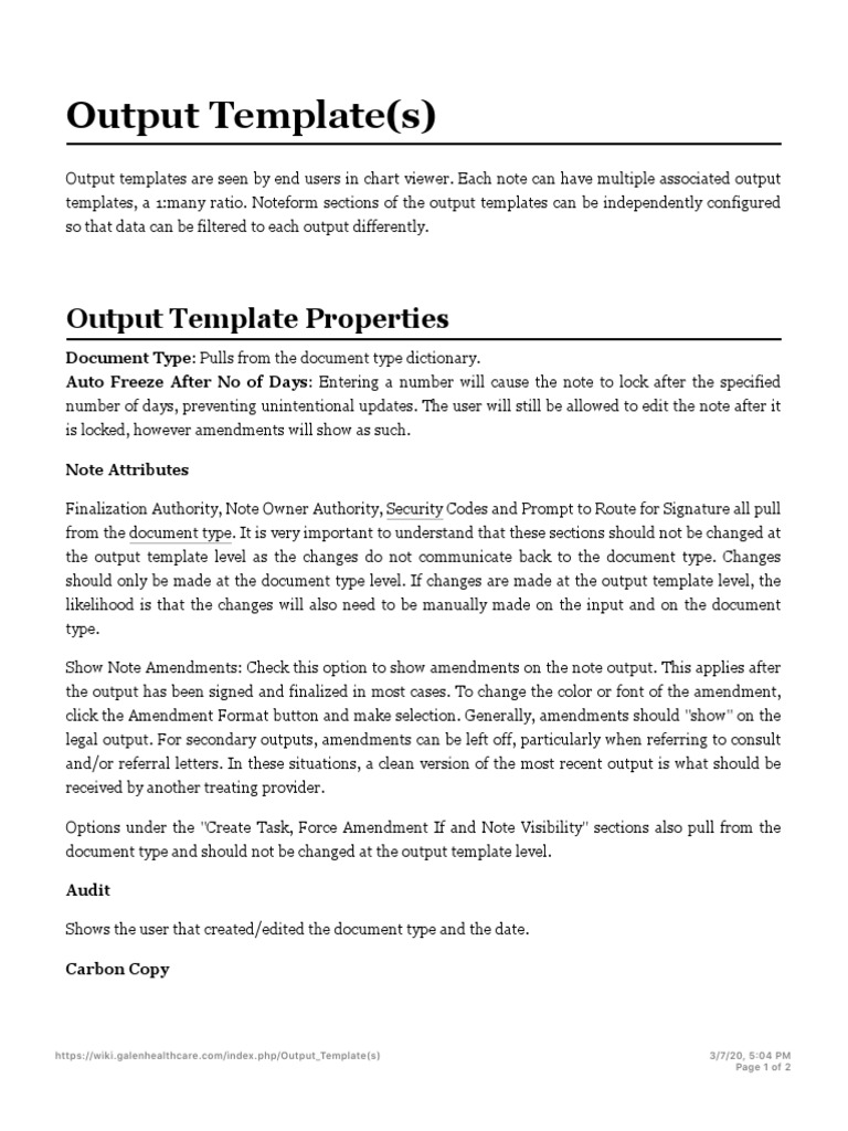 Output Template(s) - Galen Healthcare Solutions - Allscripts TouchWorks ...