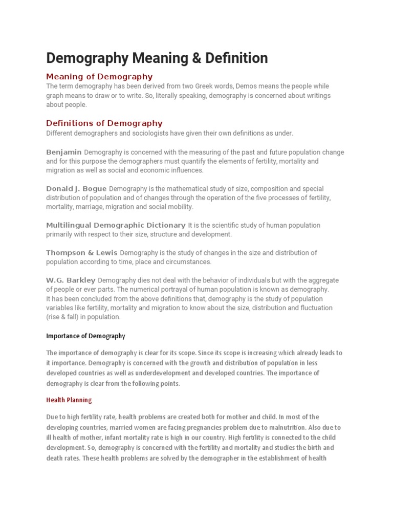 Importance of Demography | PDF | Demography | Population