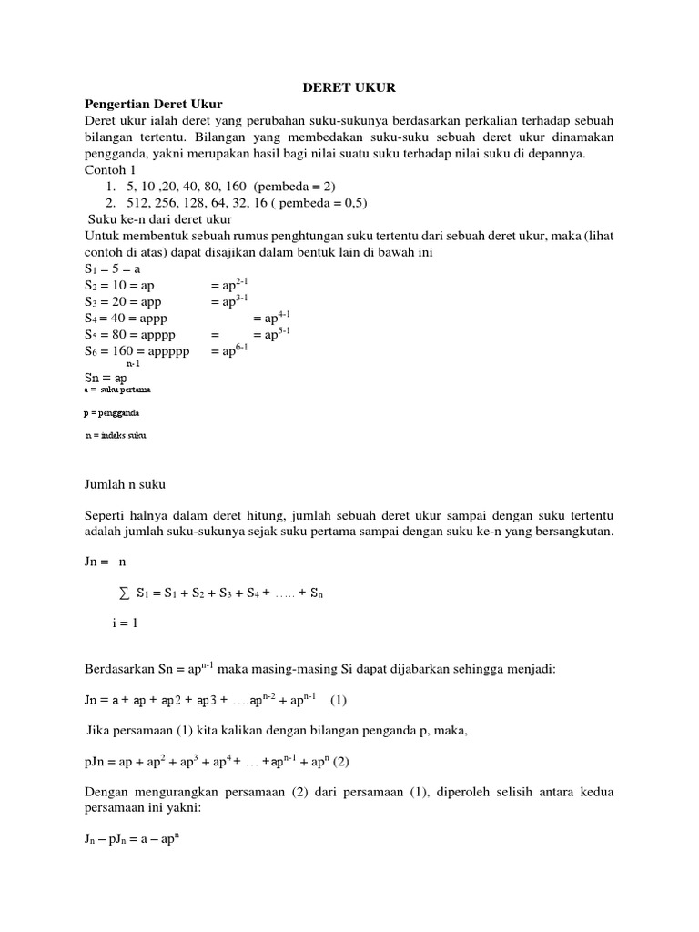 Deret Ukur, Deret Hitung, Dan Fungsi | PDF