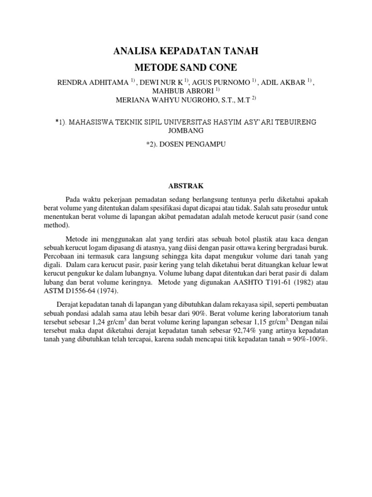 Analisa Kepadatan Tanah | PDF