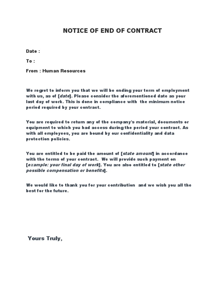 Notice of End of Contract | PDF