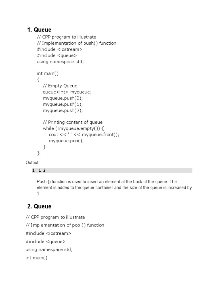 Implementing Common Queue Operations and Demonstrating Their Usage ...