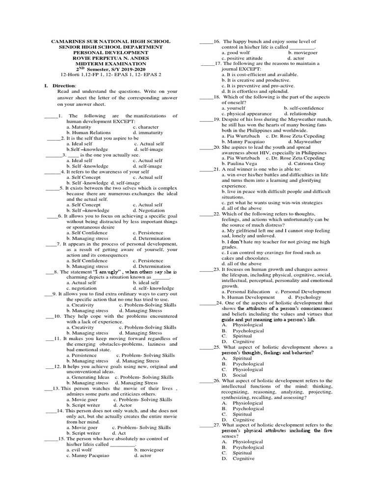 Midterm Perdev | PDF | Emotions | Metaphysics Midterm Perdev | PDF | Emotions | Metaphysics