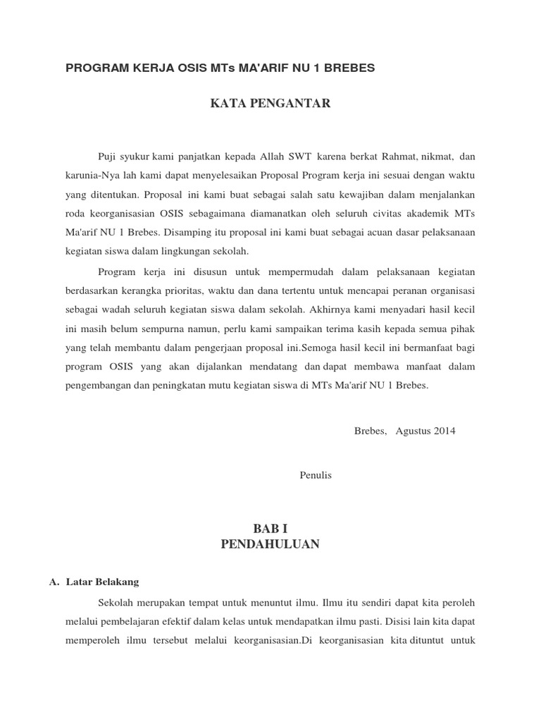 PROGRAM KERJA OSIS MTs MA | PDF