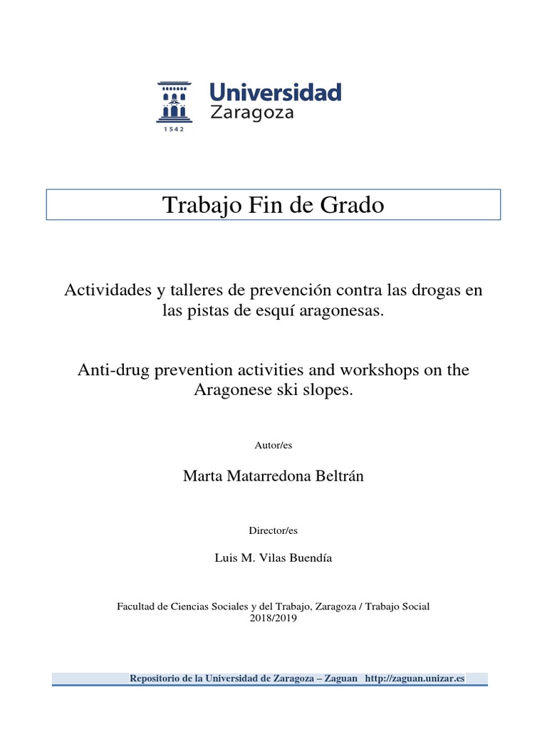 Taz TFG 2019 4542 PDF | PDF | La dependencia de sustancias | Juventud