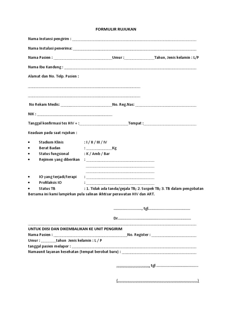 Form Rujukan Hiv | PDF