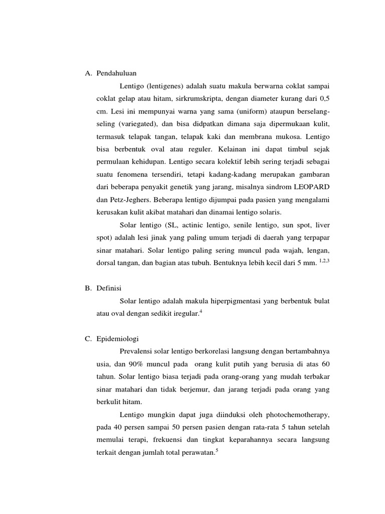 Pengertian dan Penanganan Lentigo Solaris | PDF