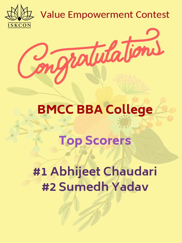 Top Performers on the Value Empowerment Contest: A List of Students in ...