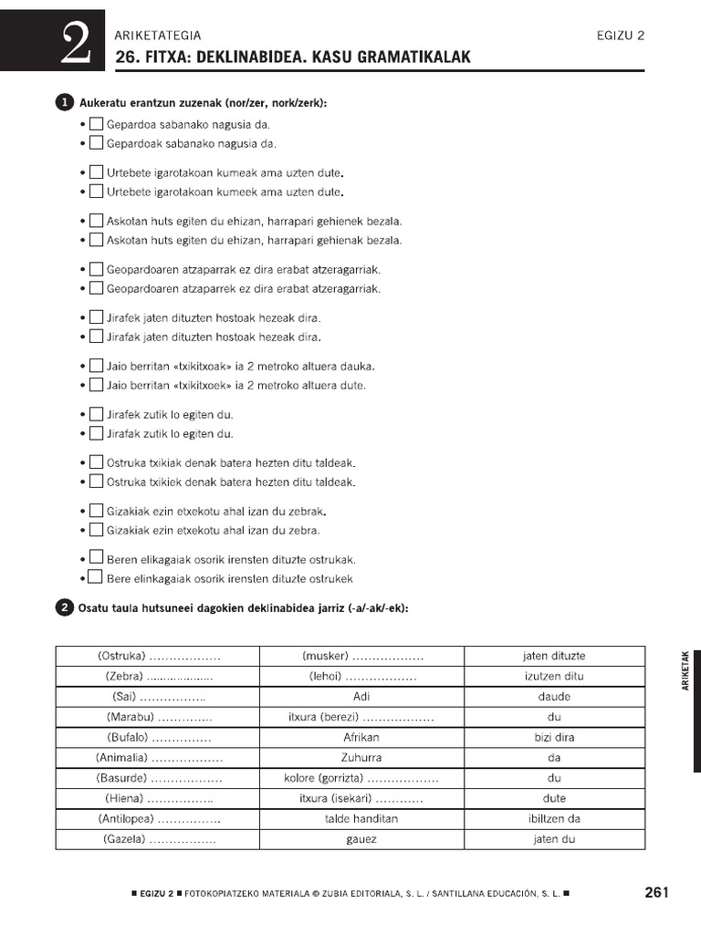 Deklinabidea I Kasu Gramatikalak PDF | PDF