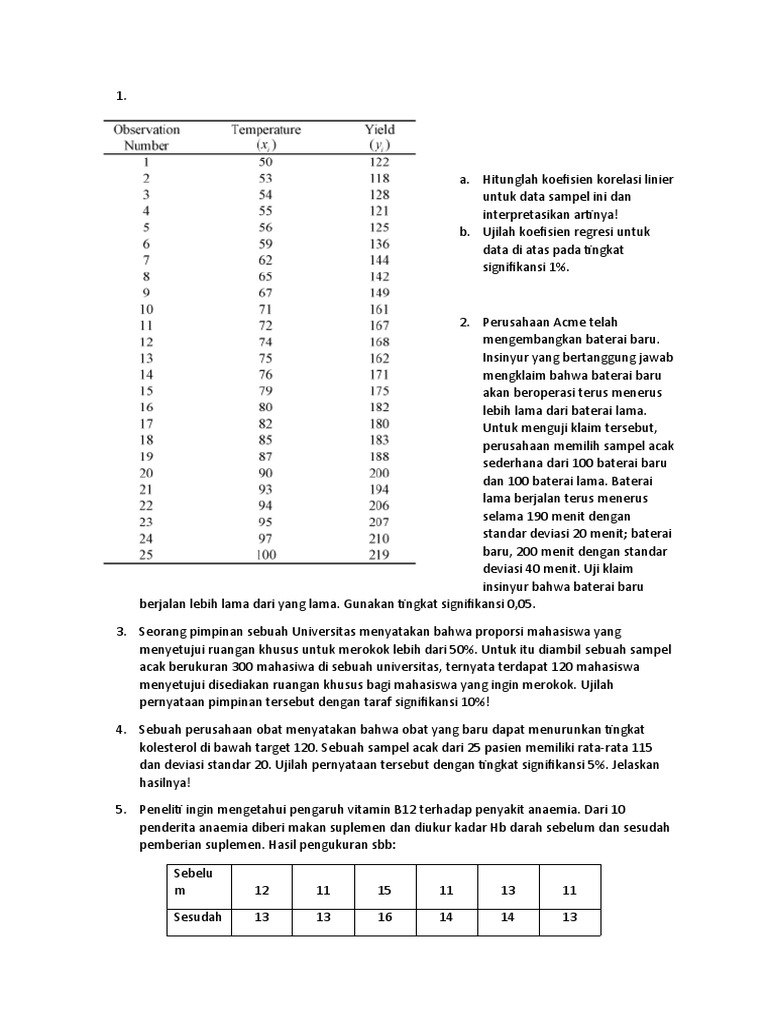 Soal Latihan Sebelum Uas Stat 2 2019 | PDF