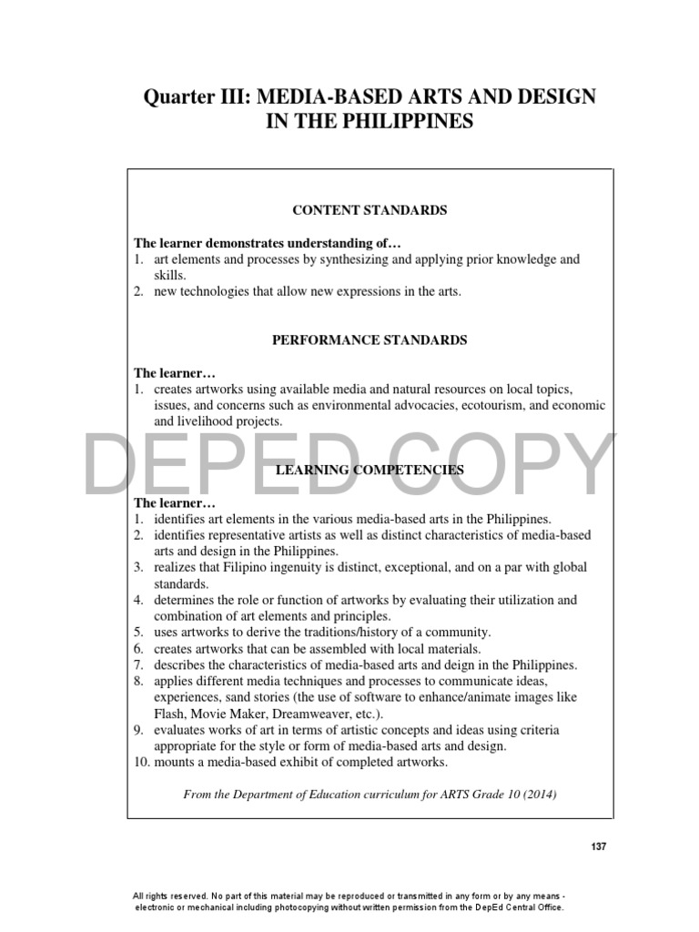 10ARTS Gr10 TG - QTR 3 (10 Apr 2015) | PDF | Books | Graphic Design