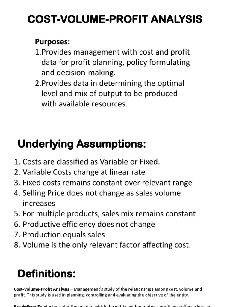 Cost-Volume-Profit Analysis Overview | PDF | Management Accounting ...