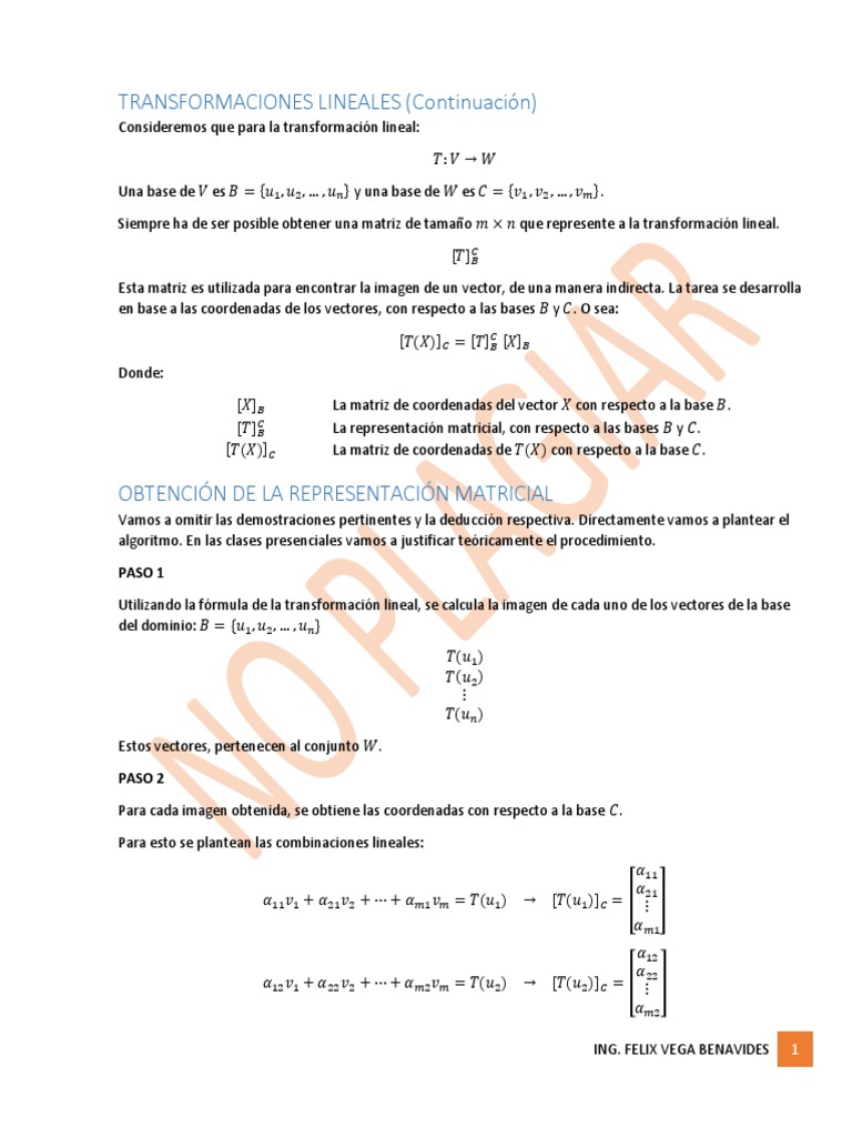 Transformaciones Lineales - 2 | PDF | Mapa lineal | Matriz (Matemáticas)