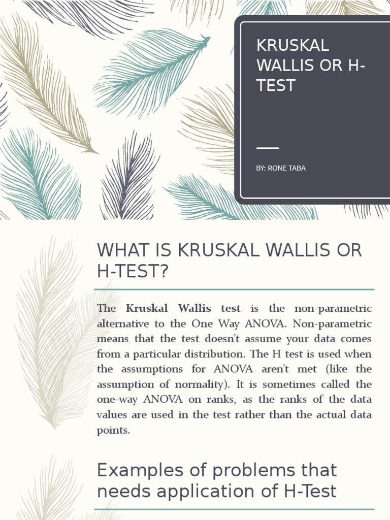 Kruskal Wallis or H-Test | PDF | Student's T Test | Chi Squared ...