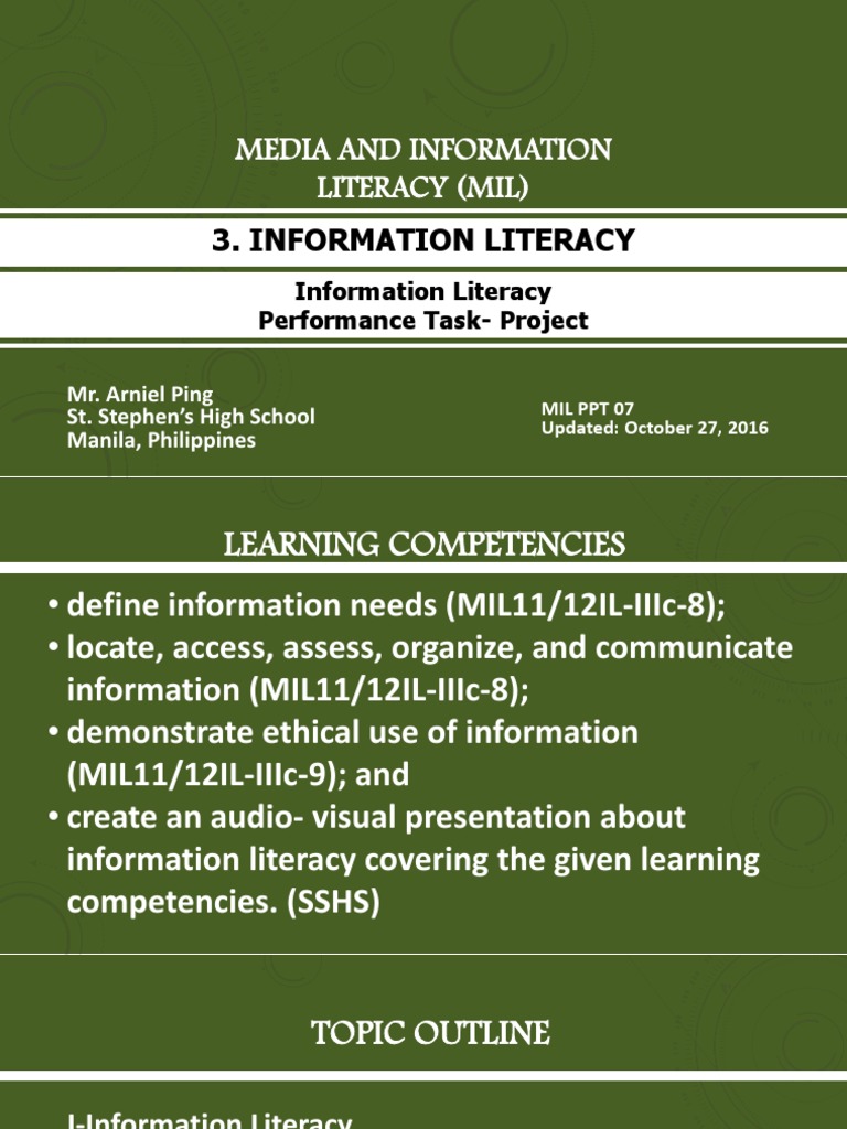Information Literacy - Information Literacy and Performance Task ...