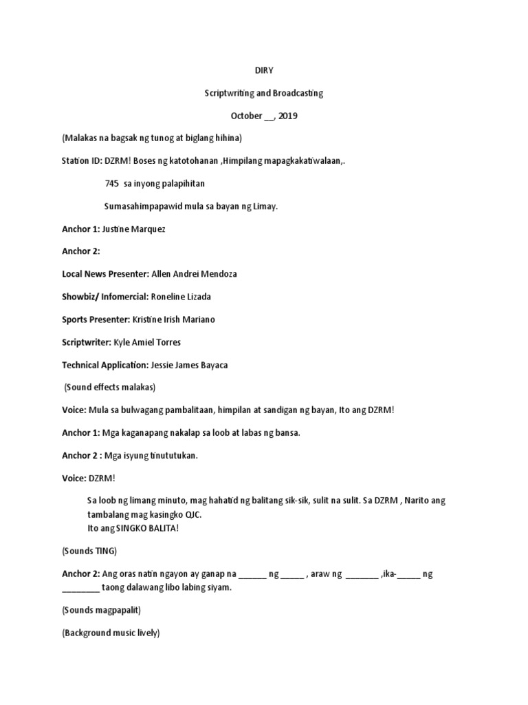 Filipino Radio Broadcasting Script | PDF