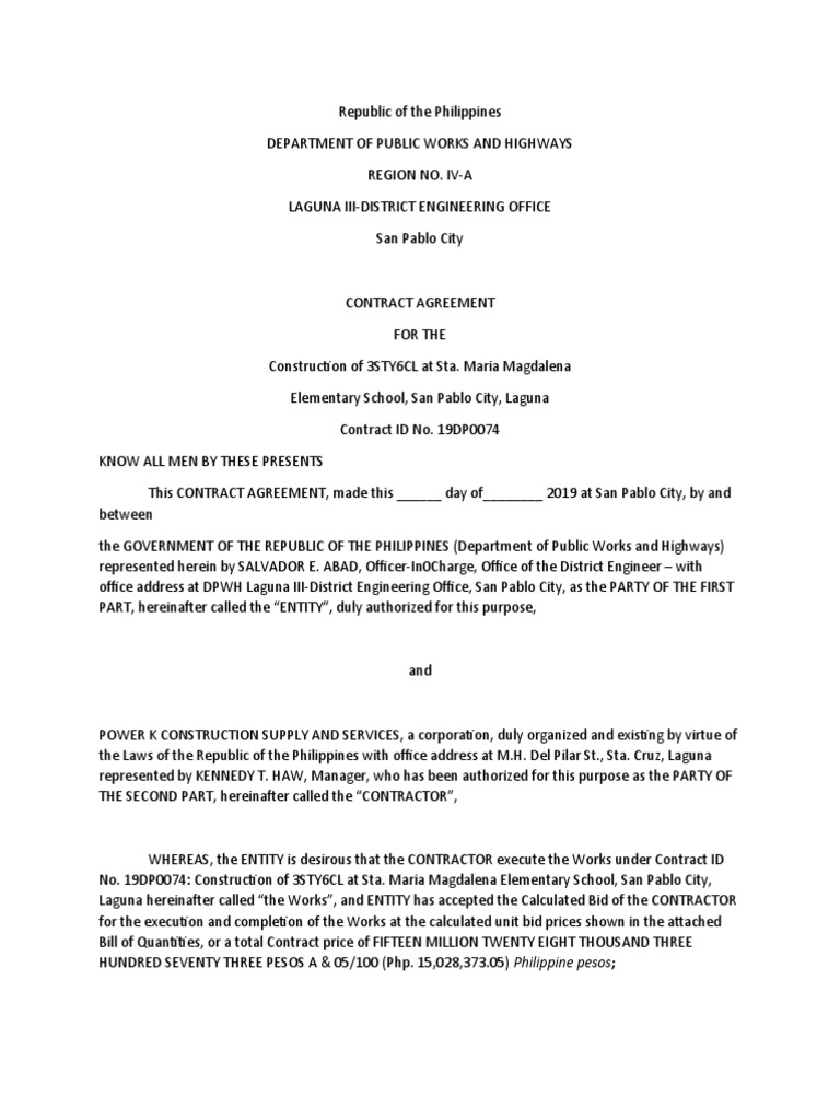 DPWH Contract | PDF | Addendum | Business Law