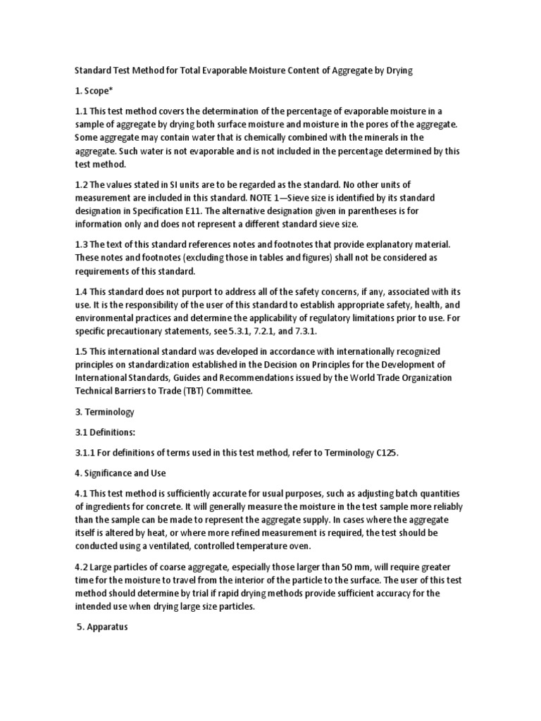 Evaporable Moisture Content Test for Aggregates | PDF | Chemistry | Nature