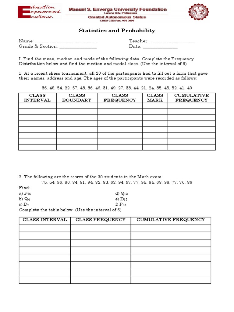 Statistics and Probability EXAM | PDF