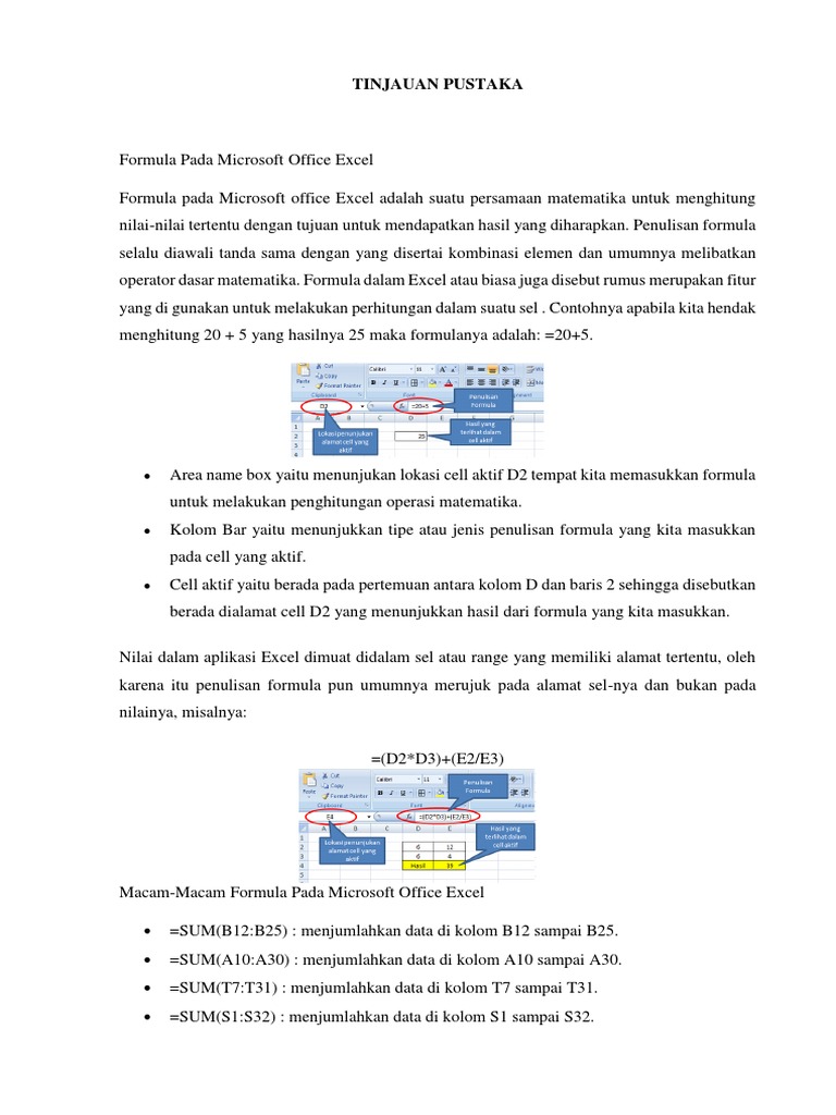 Formula Dasar di Microsoft Excel | PDF