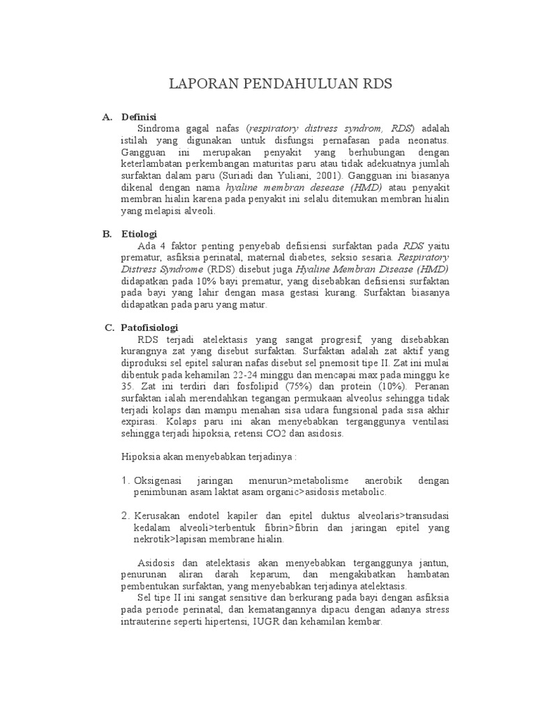 Laporan Pendahuluan RDS | PDF