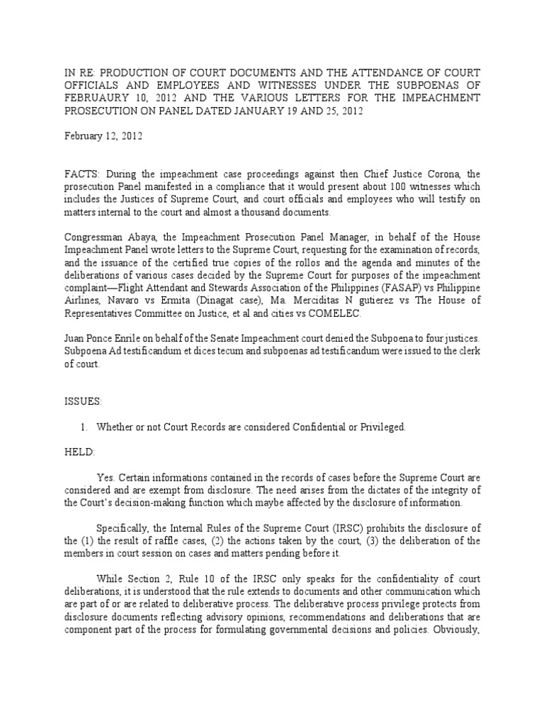 Court Records Confidentiality in Impeachment | PDF
