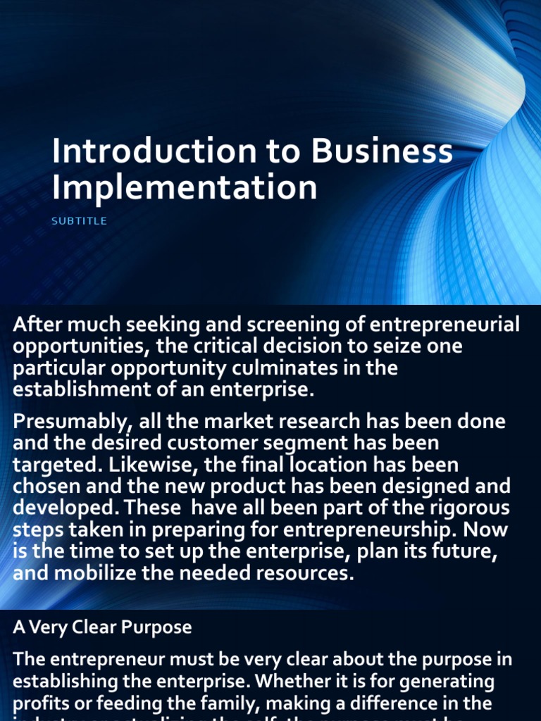 Introduction To Business Implementation 1 | PDF | Corporations ...