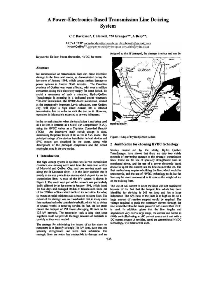 Power System Based De-Icing of Transmission Lines | PDF | High Voltage ...