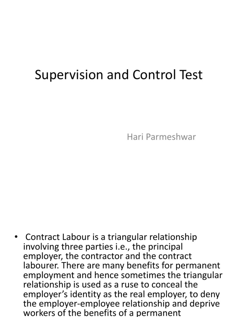 Control Test in Employment Law Explained | PDF | Employment | Social ...