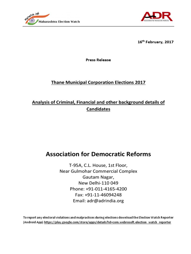 My Neta Info Thane - Candidates - Report - Final | PDF | Deviance ...