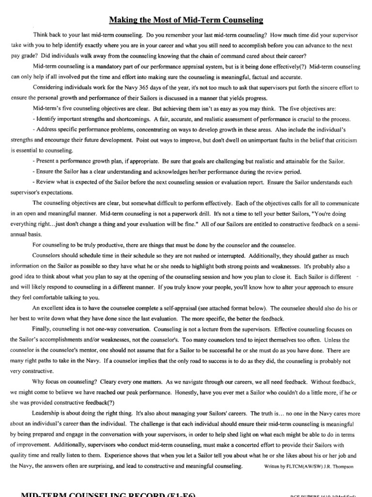 MidTerm Counseling | PDF | Mentorship | Leadership