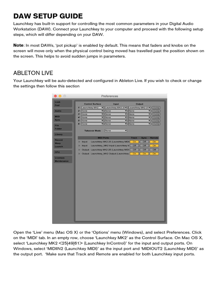 Launchkey mk2 Daw Setup Guide PDF | PDF | Media Technology | Computer Hardware