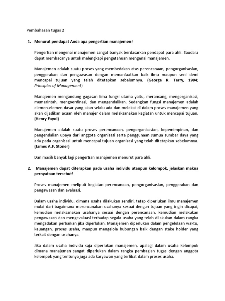 Pembahasan Tugas 2 | PDF | Karier & Perkembangan | Bisnis