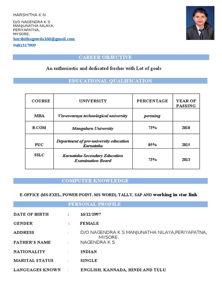 Harshi CV | PDF | Cognition | Behavior Modification