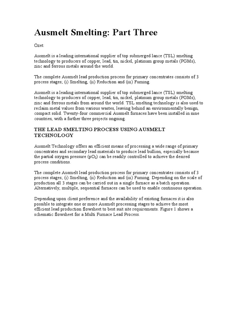Ausmelt Smelting | Download Free PDF | Smelting | Lead