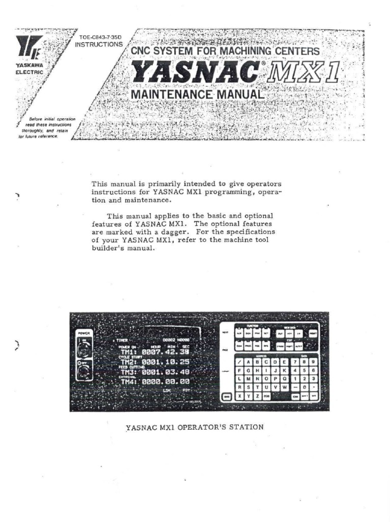 Yasnac MX1 Maintenance Manual TOE-C843-7.35D - MX1 | PDF | Power Supply | Parameter (Computer ...