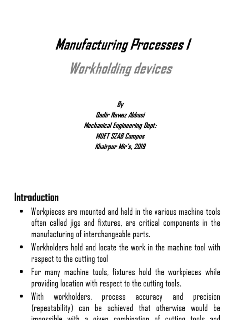 Workholding Devices in Manufacturing | PDF | Machining | Machines