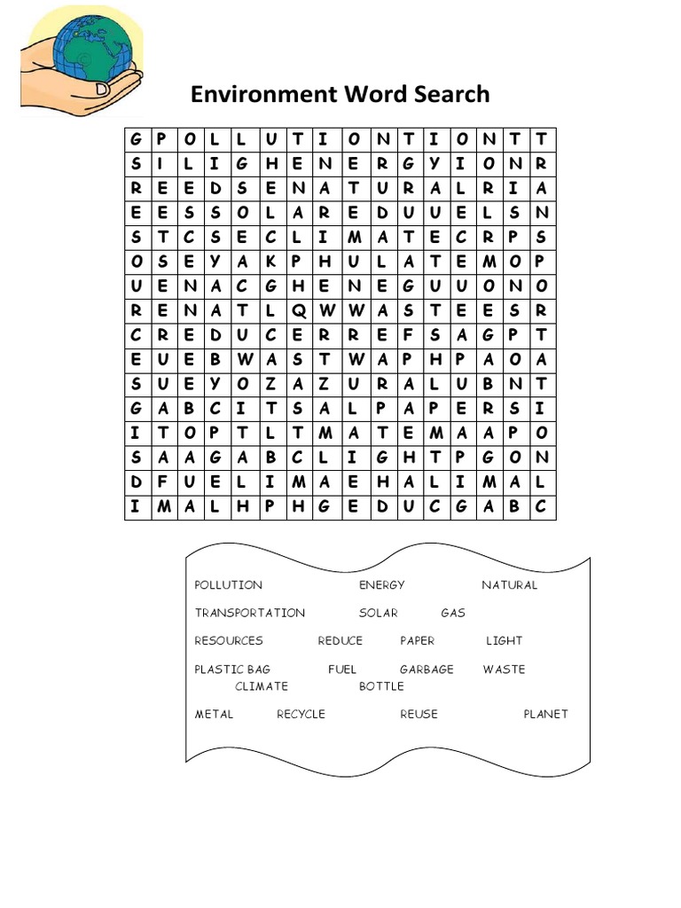 Environment Wordsearch Wordsearches - 75465 | PDF | Waste | Sustainable ...