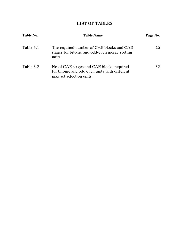 List of Tables for CAE Sorting Units | PDF | Teaching Methods ...