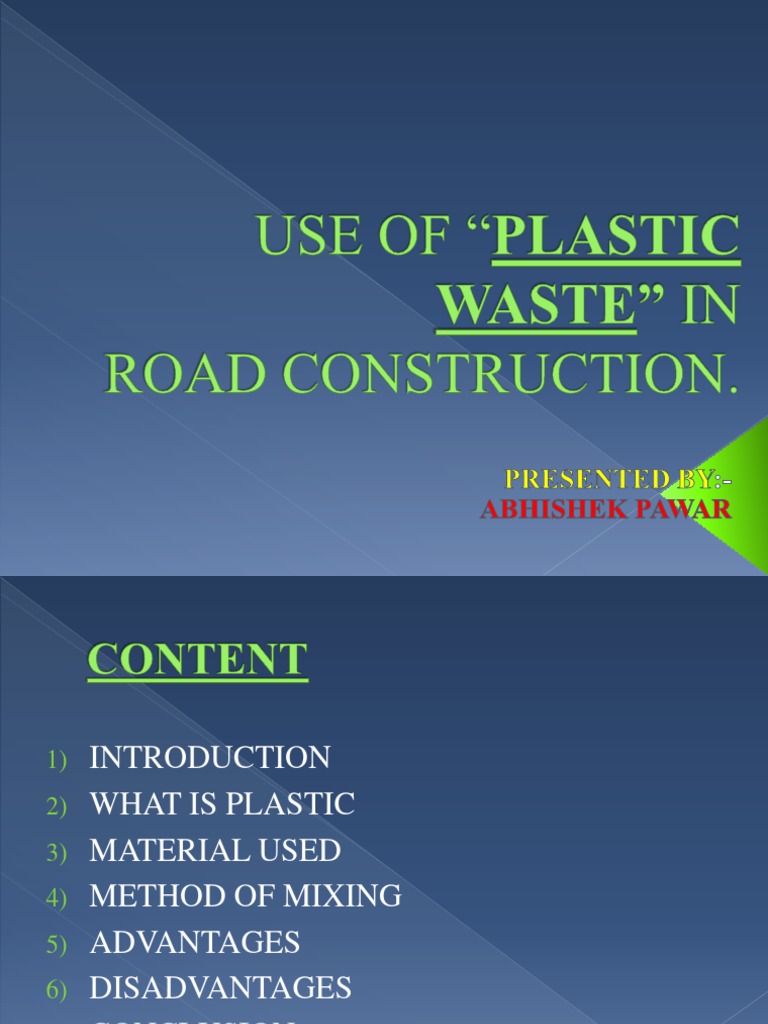 USE OF Plastic Waste in Road Construction | PDF | Plastic | Polyethylene